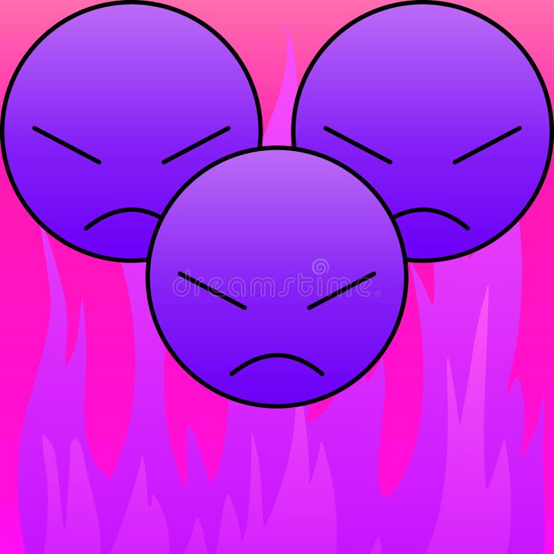Angry Face in Purple with Fire 04 Stock Vector - Illustration of ...