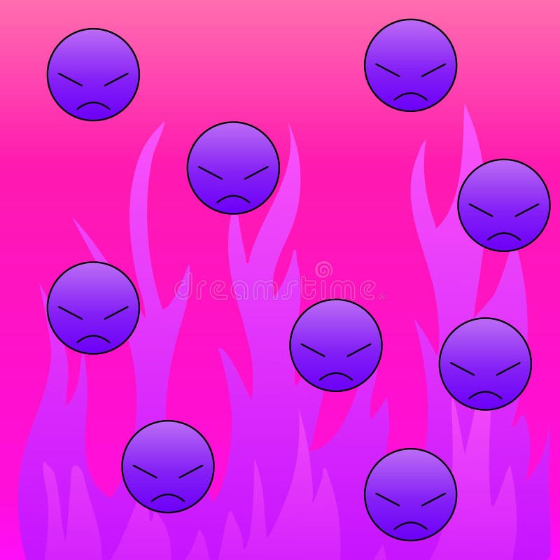 Angry Face in Purple with Fire 03 Stock Vector - Illustration of ball ...