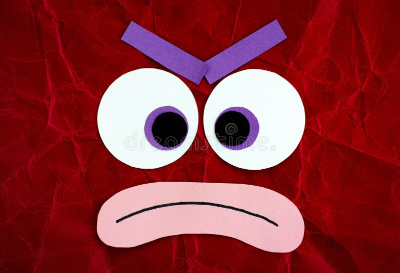 Angry Emotional Face Made from Paper. Stock Image - Image of crumpled ...
