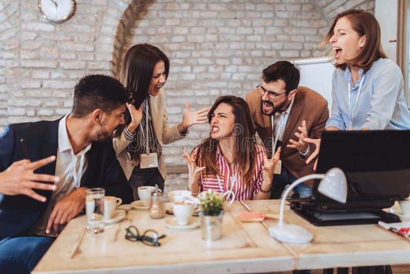 Emotional Young People Shouting on Each Other during Solving Problems ...