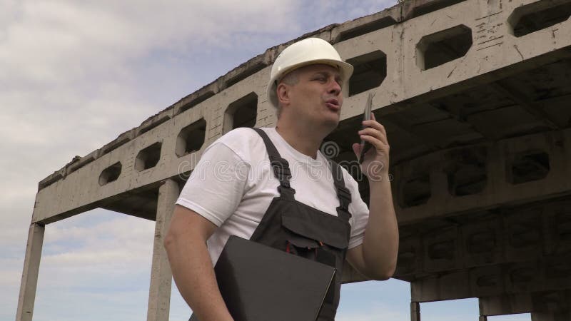 Angry Engineer Screaming on the Phone Stock Footage - Video of hard ...