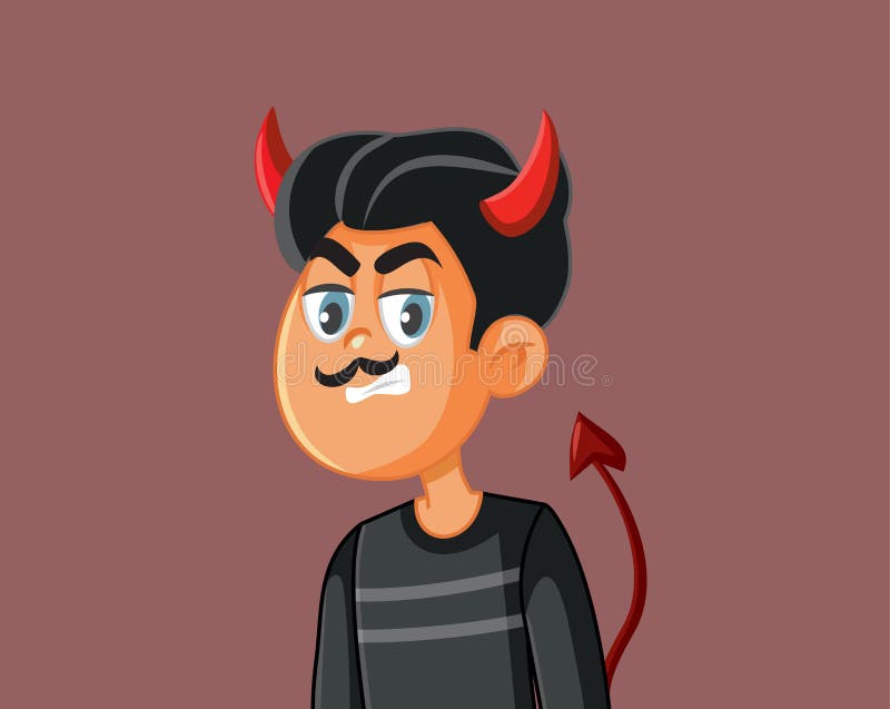 Angry Evil Devilish Man Vector Cartoon Illustration Stock Vector ...