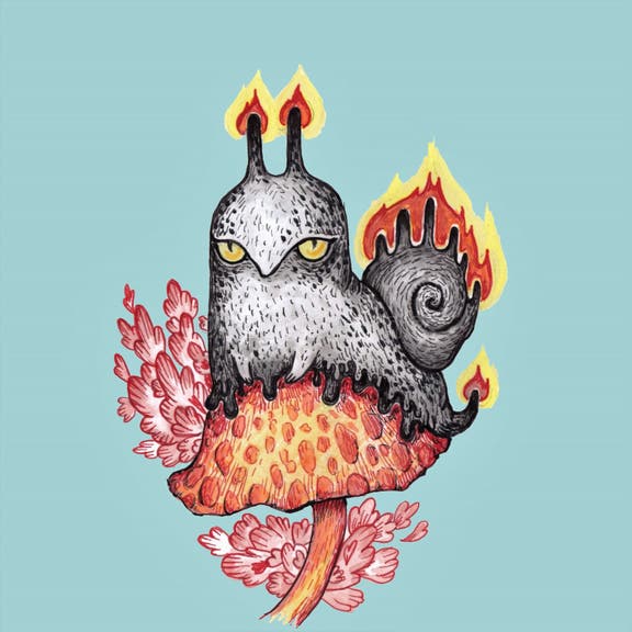 Angry evil fire snail stock illustration. Illustration of color - 73181576