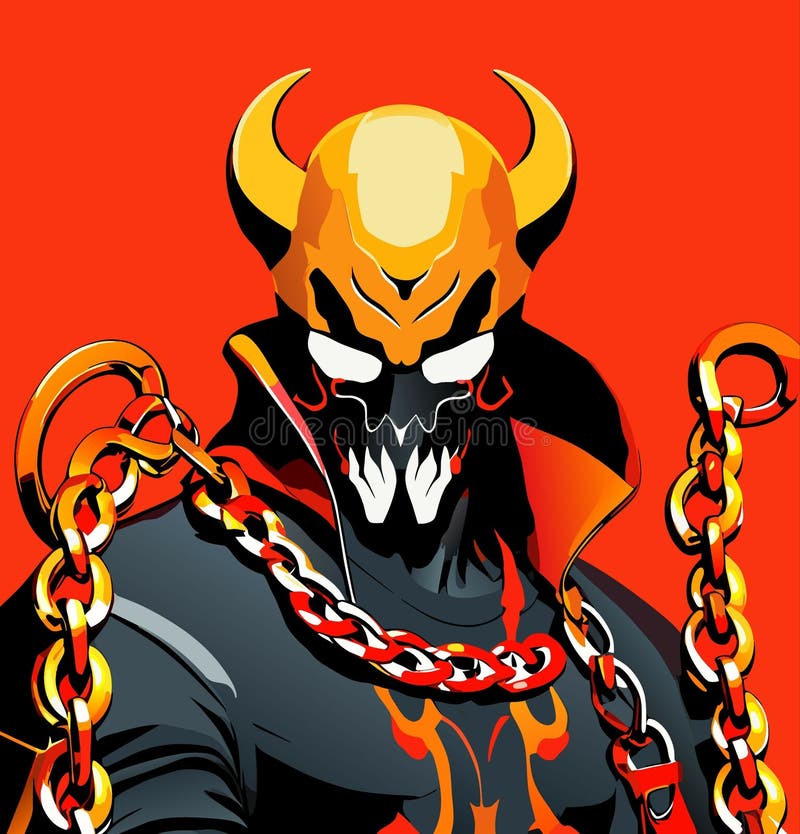 Angry Evil Monster with Flame in the Hell Stock Illustration ...