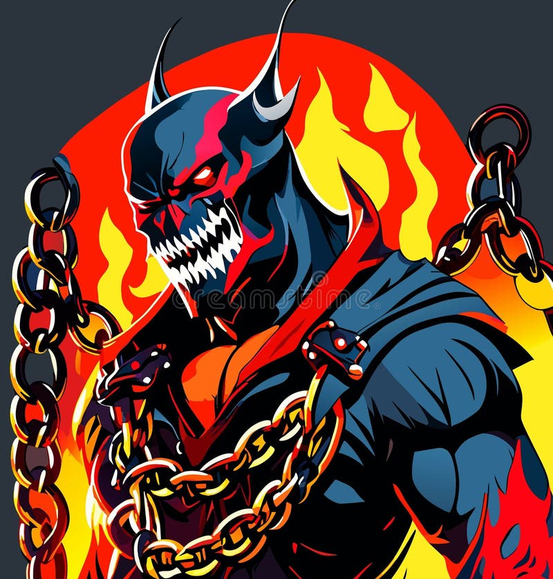 Angry Evil Monster with Flame in the Hell Stock Illustration ...