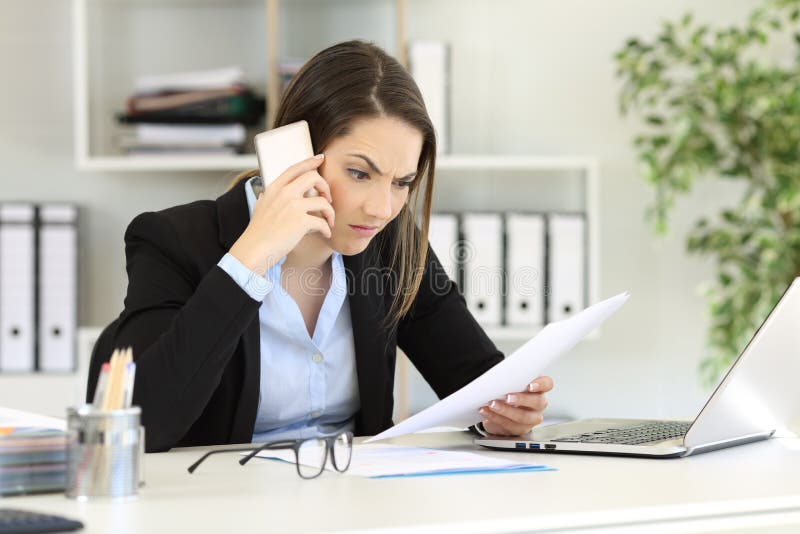 Angry Executive Calling on Phone at Office Stock Photo - Image of ...