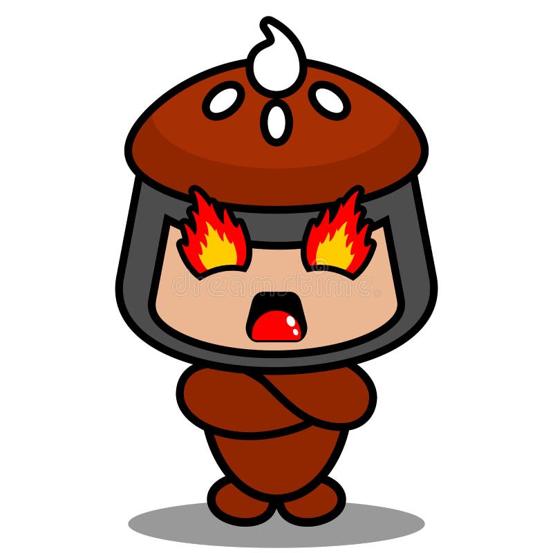 Angry Expression Doodle Cake Pie Mascot Costume Stock Vector ...