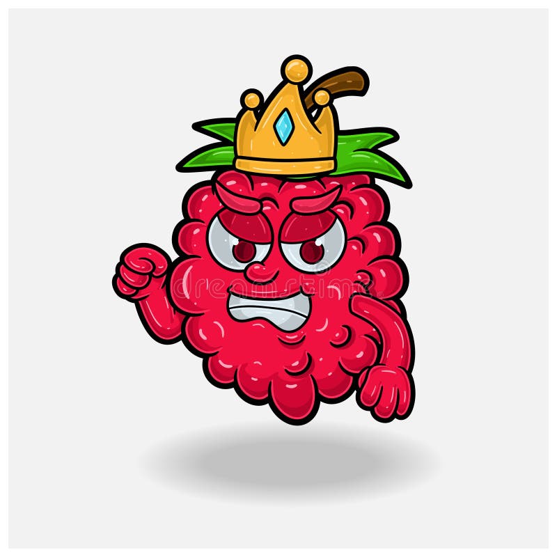 Angry Expression with Raspberry Fruit Crown Mascot Character Cartoon ...