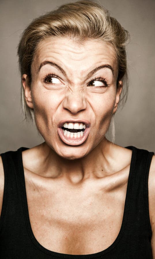 Angry Expression on the Young Woman`s Face Stock Photo - Image of adult ...