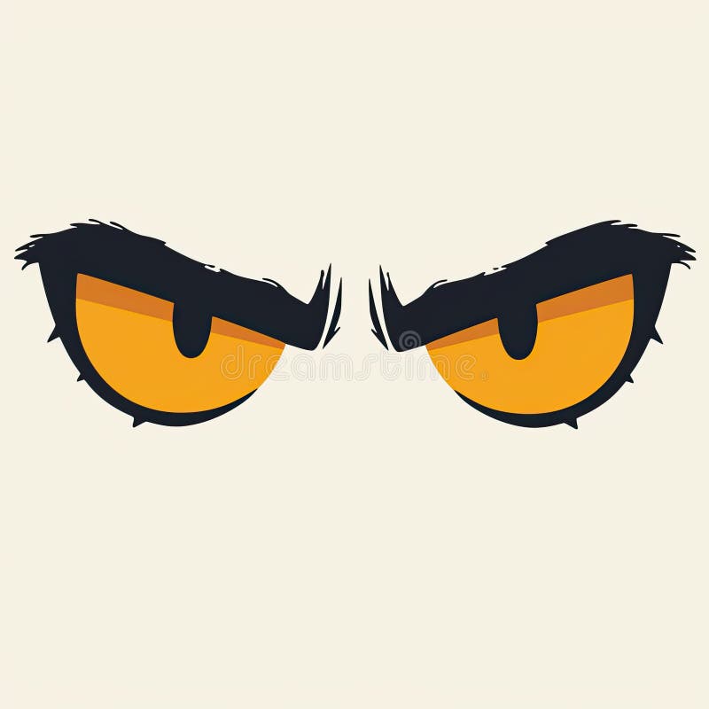 Angry Eyes with Sharp Black Eyebrows and Bright Orange Irises Create ...