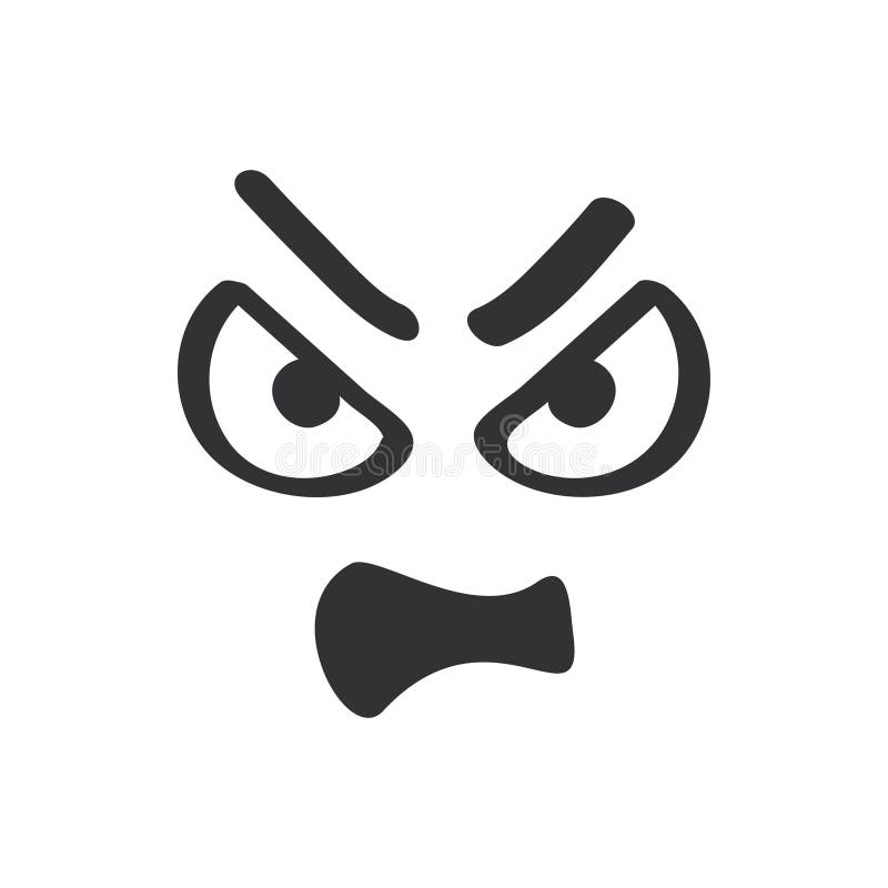 Angry Face of Annoyed Crazy Character in Monochrome Doodle Style Stock ...
