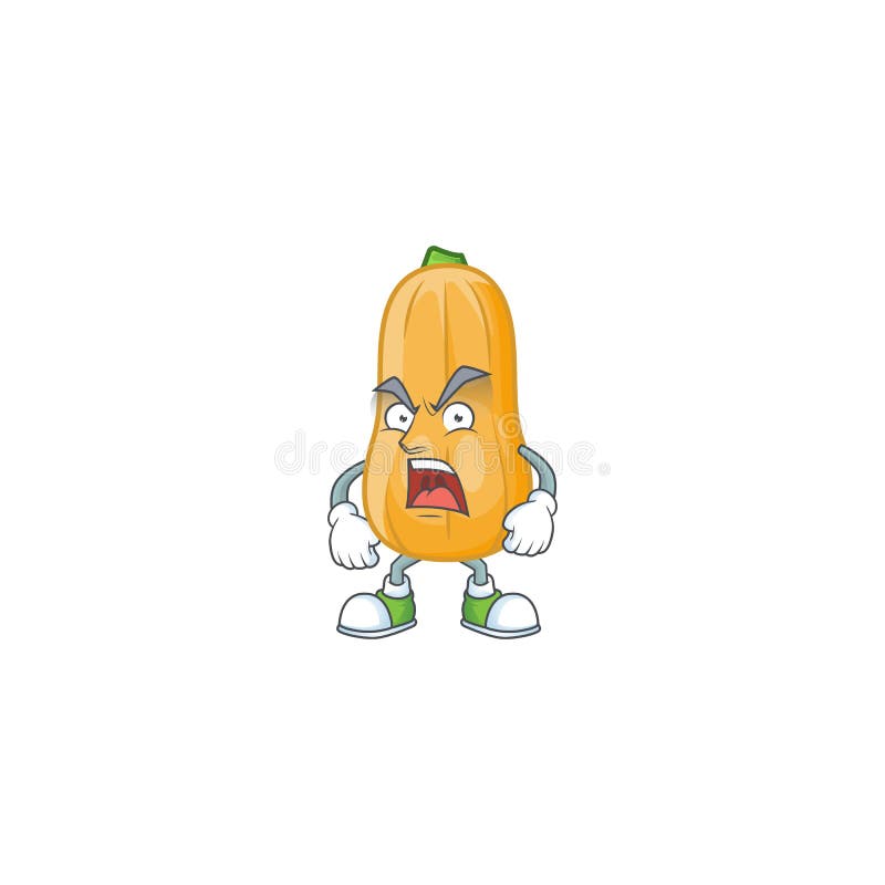 Angry Face of Butternut Squash Cartoon Character Style Stock Vector ...