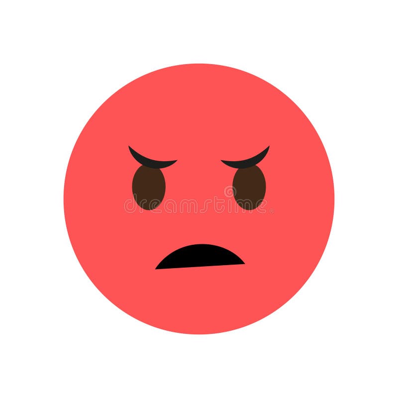 Angry Face Emoji. Red Round Emoticon. Expressive Angry Eyes Stock ...