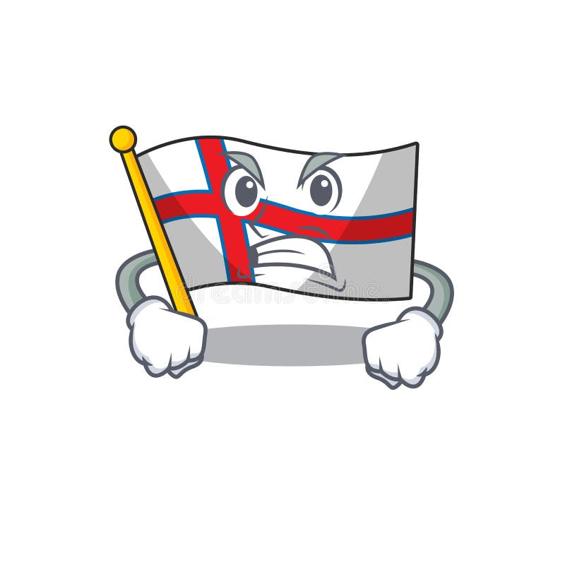 Angry Face Flag Faroe Island Scroll Cartoon Character Design Stock ...