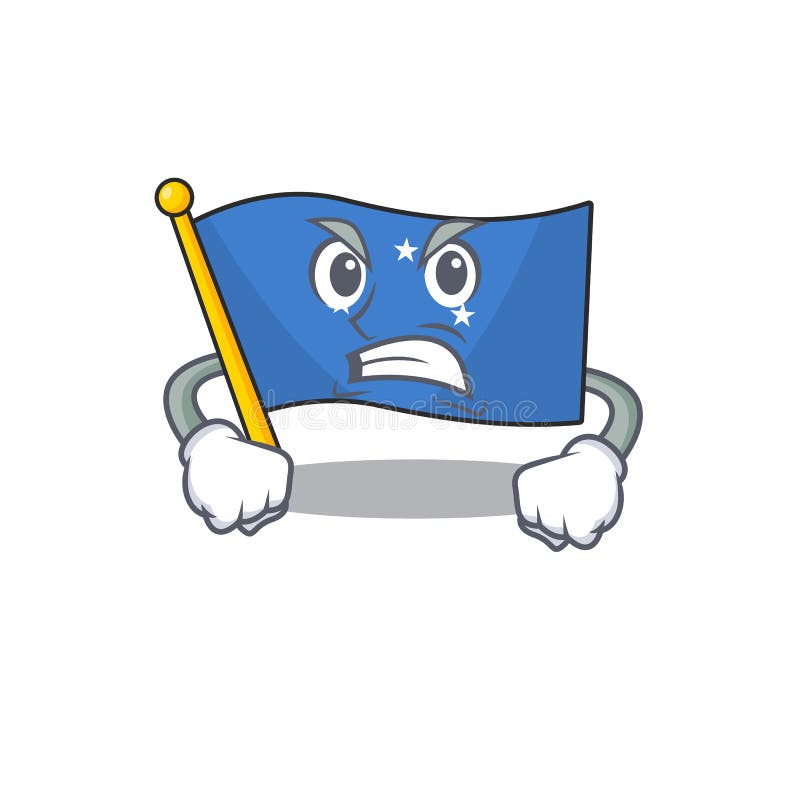 Angry Face Flag Micronesia Scroll Cartoon Character Design Stock Vector ...