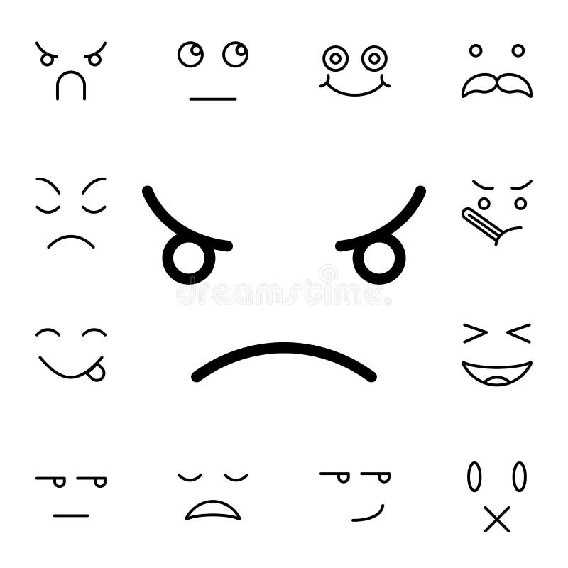 Angry, Face Different Shapes Icon. Simple Thin Line, Outline Vector of ...