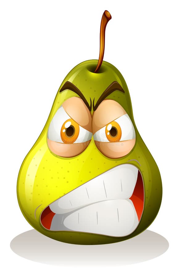 Angry pear stock vector. Illustration of character, bright - 28703308