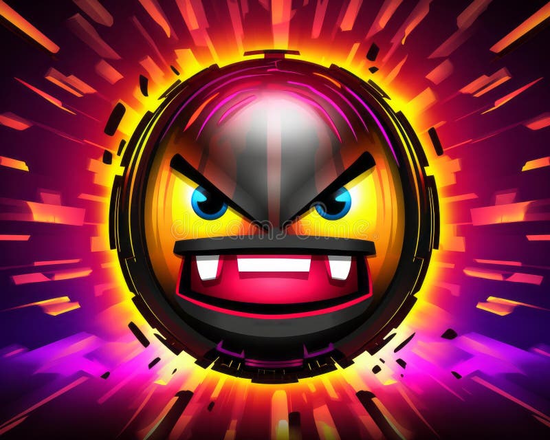 An Angry Ball with Neon Lights on it Stock Illustration - Illustration ...