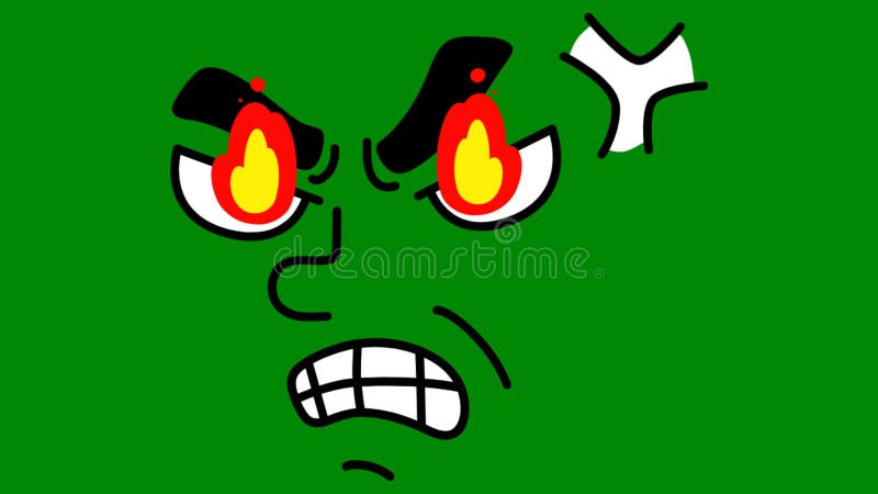 Angry Face Symbol Icon Animated Come Across the Green Screen. Stock ...