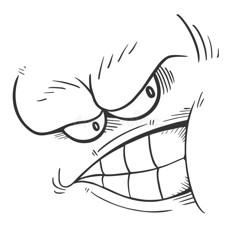 Angry Face Line Simple Flat Hand Art Illustration Stock Vector ...