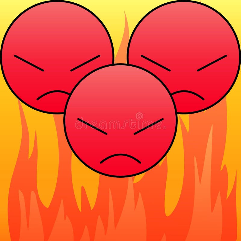 Angry Face in Red with Fire 04 Stock Vector - Illustration of character ...