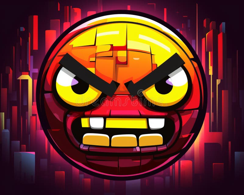 A Neon Ball with a Smiley Face on it Stock Illustration - Illustration ...