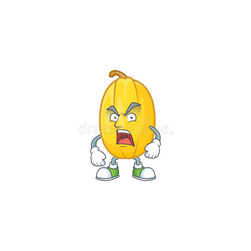 Angry Face of Spaghetti Squash Cartoon Character Style Stock Vector ...