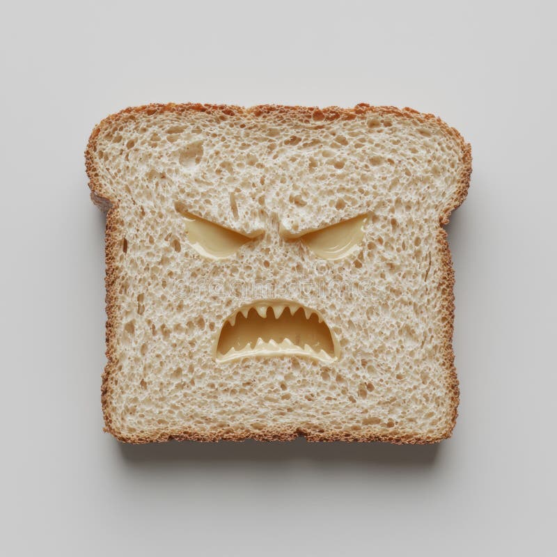 Angry Face Toast with Eyes and Teeth Stock Illustration - Illustration ...