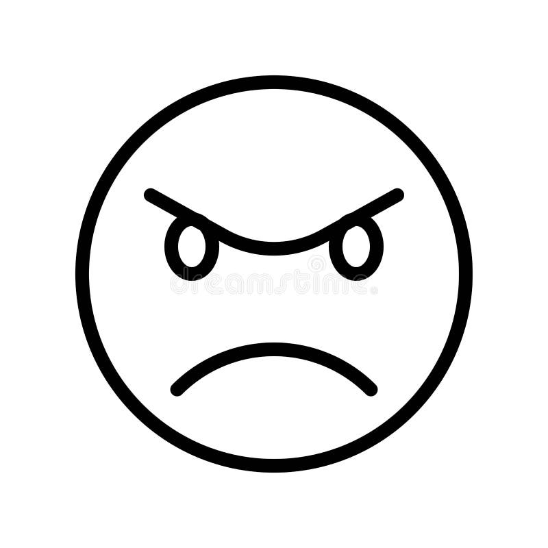 Angry Face Emoticon Outline Icon Stock Vector - Illustration of simple ...