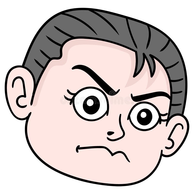 Angry Faced Boy Head, Doodle Icon Drawing Stock Vector - Illustration ...