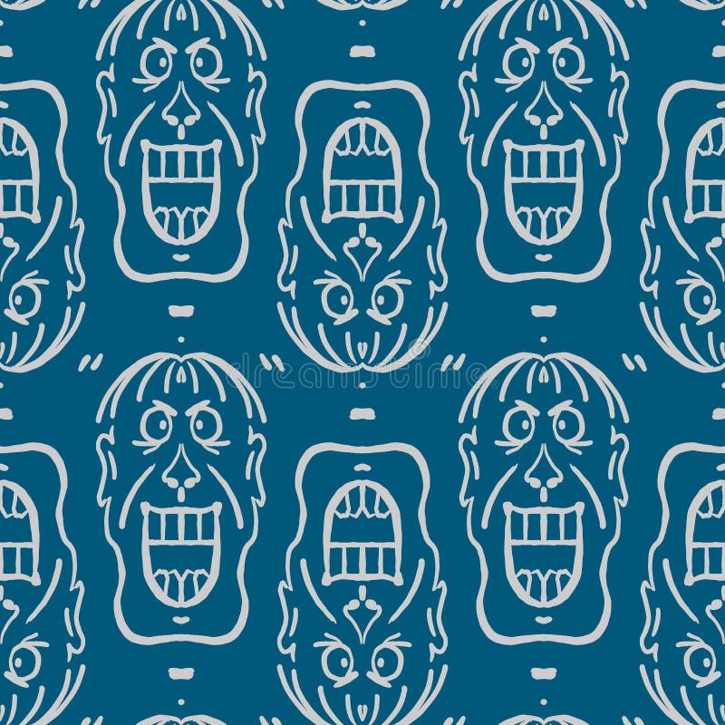 Angry Faces - Hand Drawn Pattern. Stock Illustration - Illustration of ...