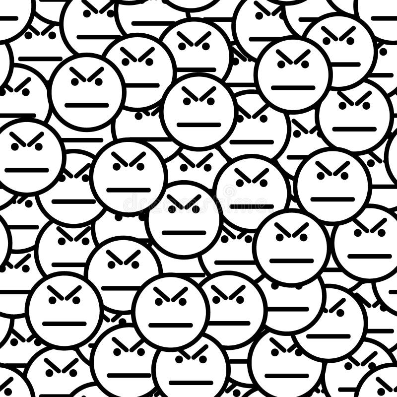 Angry Faces Seamless Pattern Stock Illustration - Illustration of ...