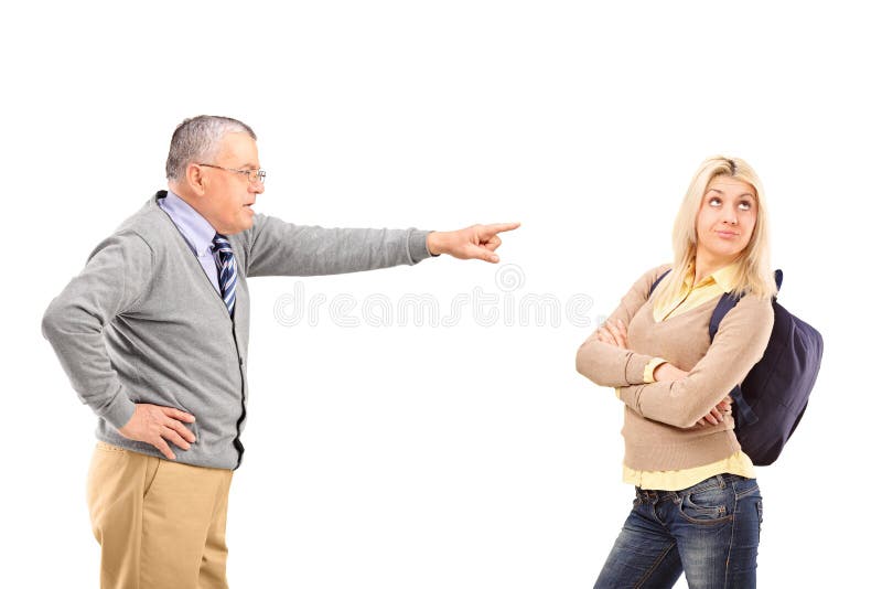 Angry Father Reprimanding His Daughter Stock Image - Image of male ...