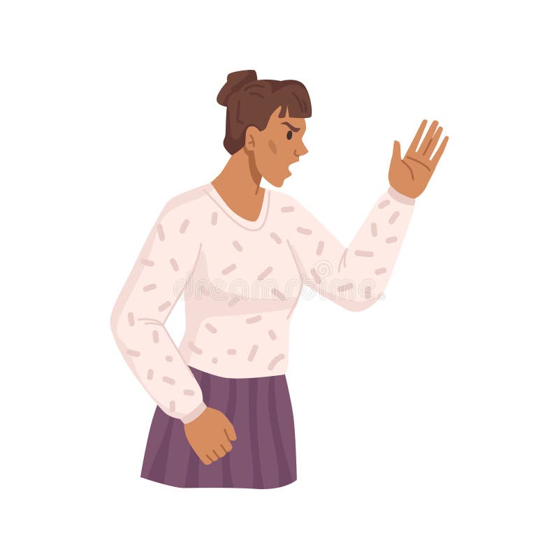 Angry Female Character Shouting while Arguing Stock Vector ...