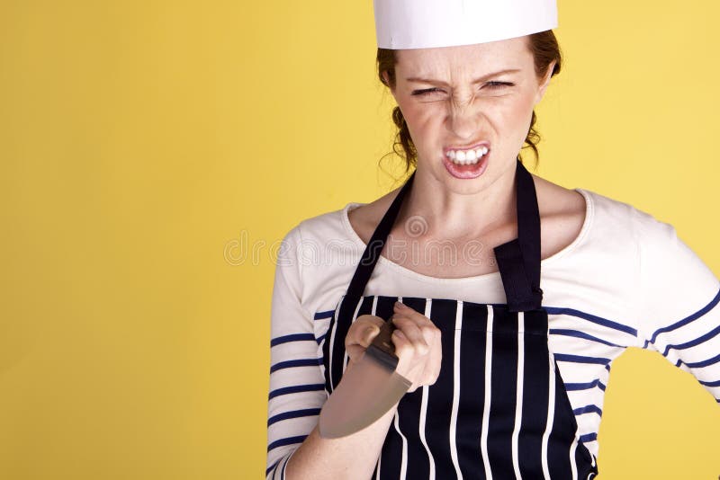 Angry female chef. stock image. Image of expert, girl - 22957953