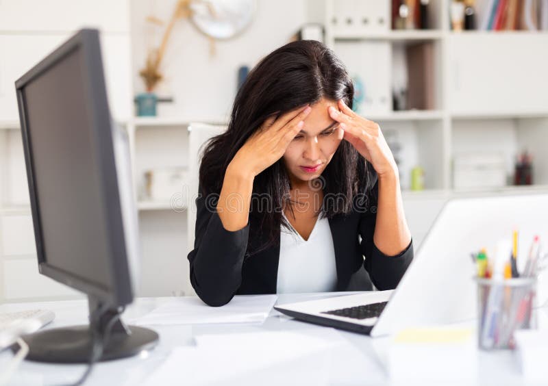 Angry Female Manager Experiencing Emotions in Office Stock Image ...