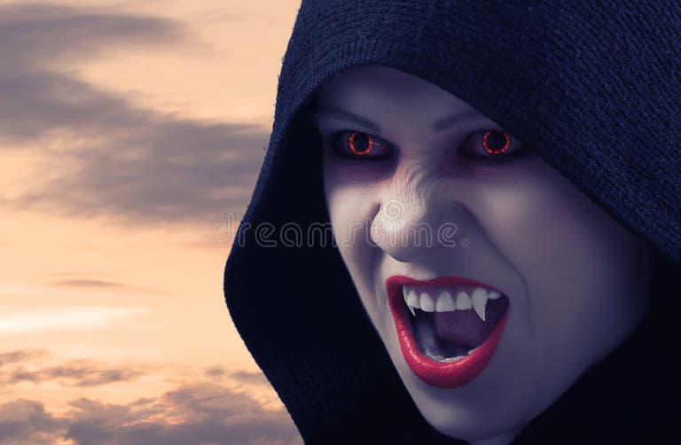 Angry Female Vampire at Sunset Stock Photo - Image of black, dark: 26740606