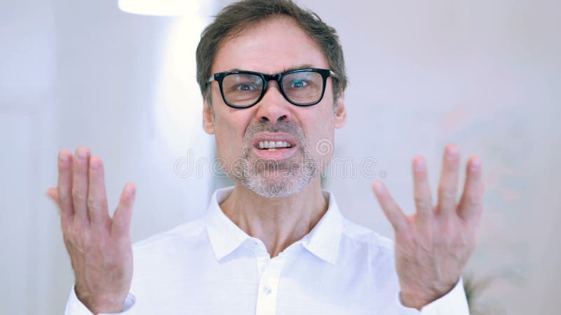 Angry Fighting Middle Aged Man at Work in Office Stock Footage - Video ...