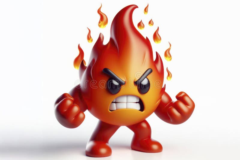 Angry Fire 3d Character Isolated on Solid White Background. Ai ...