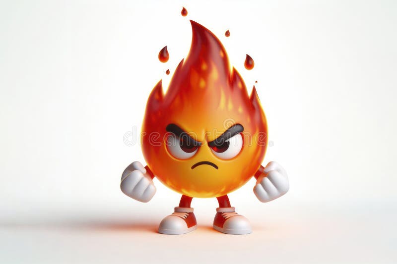 Angry Fire 3d Character Isolated on Solid White Background. Ai ...