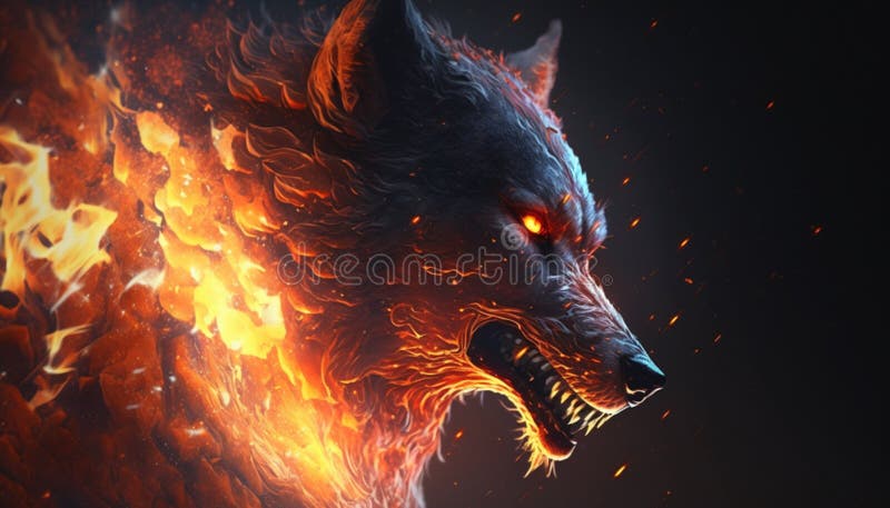 Angry fire wolf 3d art stock illustration. Illustration of compelling ...