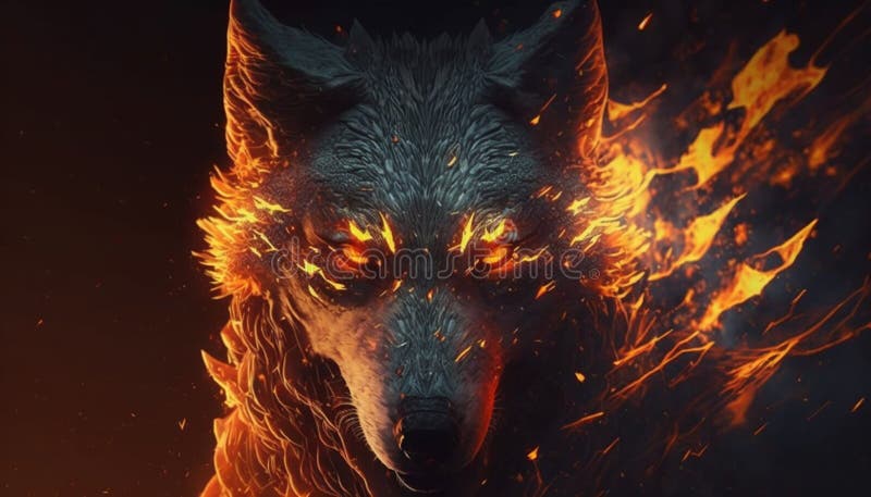 Angry fire wolf 3d art stock illustration. Illustration of piece ...
