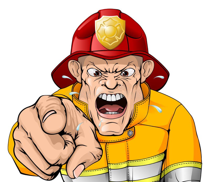 Angry fireman cartoon stock vector. Illustration of angry - 42974668