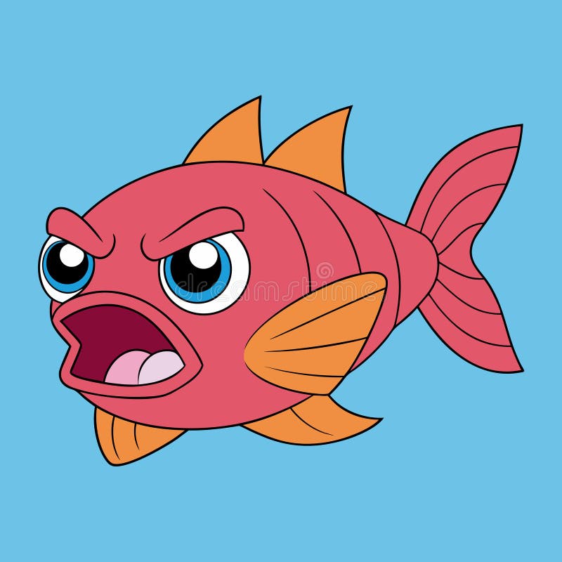 Angry Fish Illustration - Bold and Expressive Digital Art Stock ...