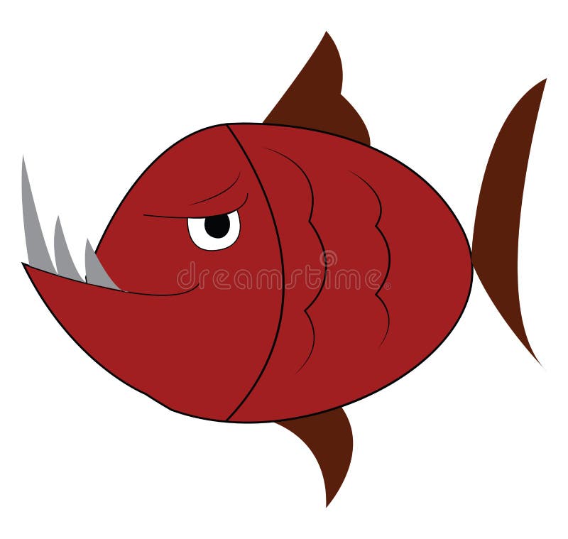 An Angry Red Fish with Sharp Long Teeth Vector Color Drawing or ...