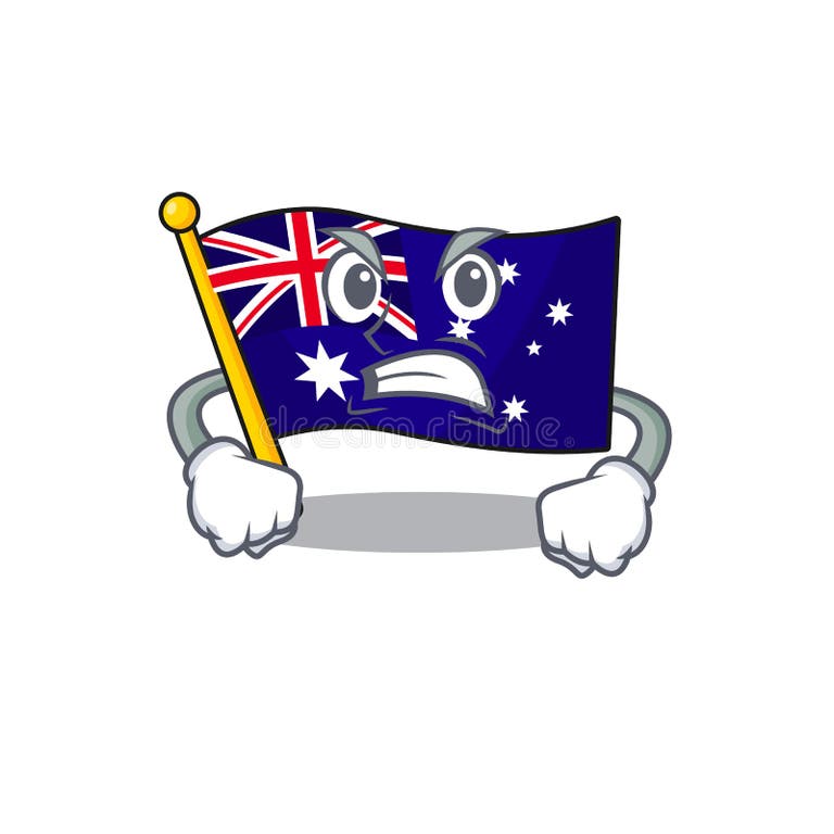 Angry Flag Australia in the Character Shape Stock Vector - Illustration ...
