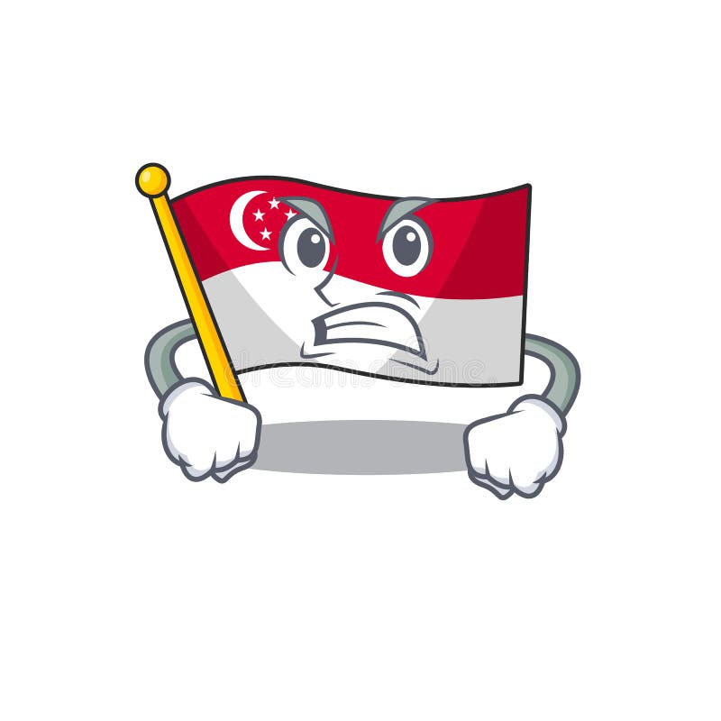 Angry Flag Singapore Isolated With The Character Stock Vector ...