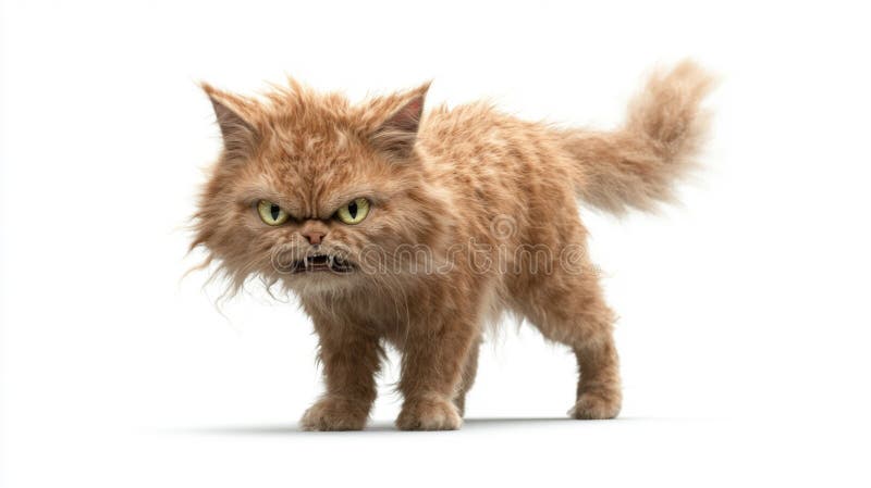 Angry Fluffy Orange Cat on White Background Stock Illustration ...