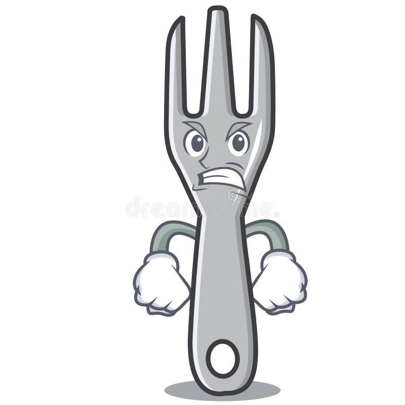 Angry Fork Character Cartoon Style Stock Vector - Illustration of chef ...