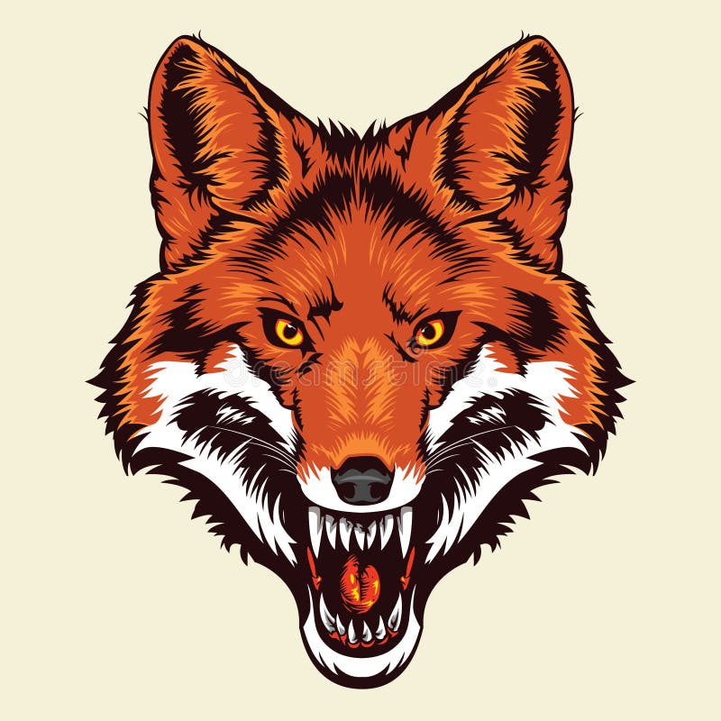 Angry Fox Head Mascot stock illustration. Illustration of drawing ...